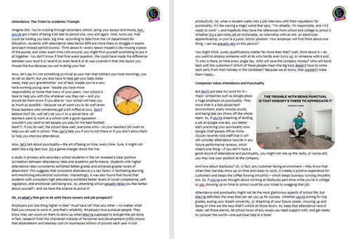 Attendance and Punctuality | Teaching Resources