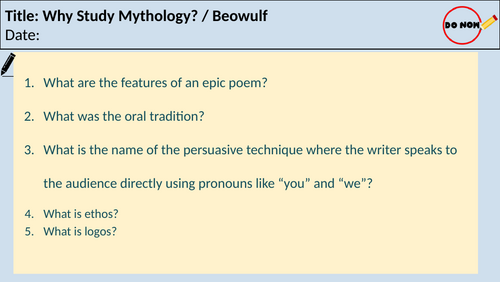 KS3 English World Myths (Reading & Creative) Writing Scheme of Learning ...