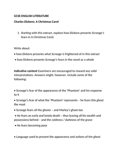 GCSE ENGLISH LITERATURE: "A Christmas Carol" revision notes | Teaching ...