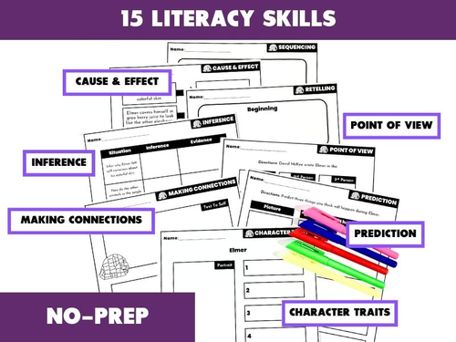 Elmer Activities - Reading Comprehension and Literacy Skills Activities ...
