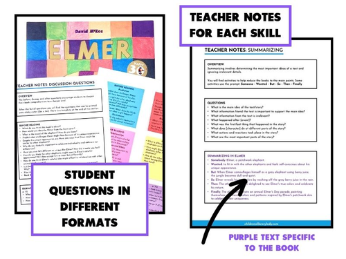 Elmer Activities - Reading Comprehension and Literacy Skills Activities ...