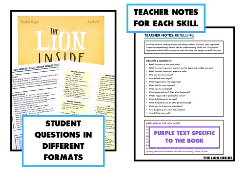 The Lion Inside Activities - Reading Comprehension & Literacy Skills ...