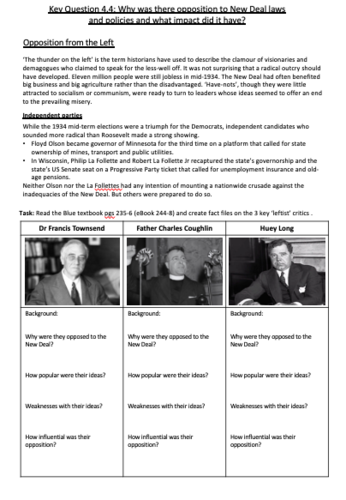 CIE AS History USA Topic 4 Work Booklet - Great Crash and the New Deal ...