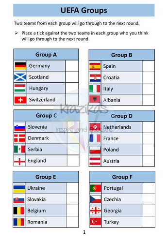 UEFA Euro 2024 - Fixtures and Results Templates | Teaching Resources
