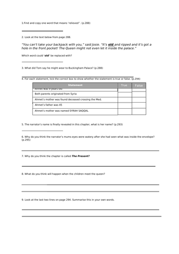 The boy at the back of the class- Reading comprehension questions ...