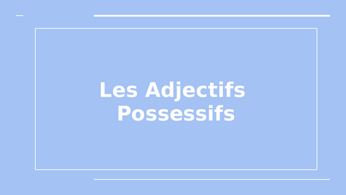 CBSE French Grammar : Les Adjectifs Possessifs | Teaching Resources