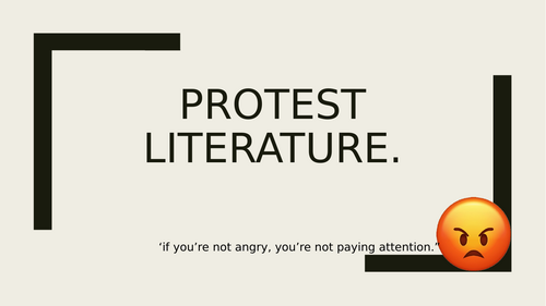 PROTEST LITERATURE - Defining the genre. | Teaching Resources