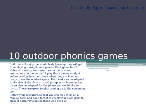 10 outdoor phonics games for Year 1 | Teaching Resources