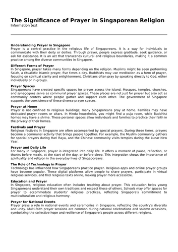 The Significance of Prayer in Singaporean Religion (Infotext and ...