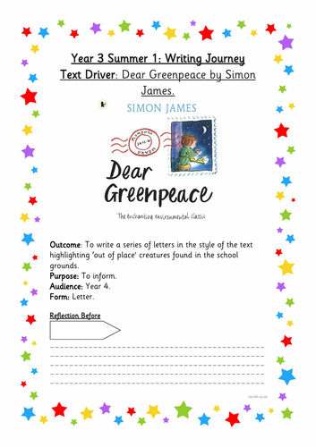 Dear Greenpeace by Simon James - Year 3 Unit of Writing Resources ...
