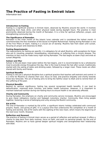 The Practice of Fasting in Emirati Islam (Infotext and Exercises ...