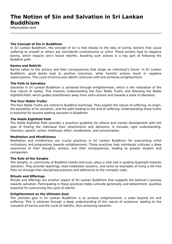 The Notion of Sin and Salvation in Sri Lankan Buddhism (Infotext and ...