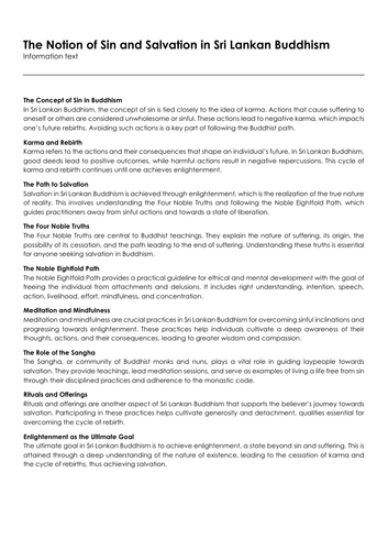 The Notion of Sin and Salvation in Sri Lankan Buddhism (Infotext and ...