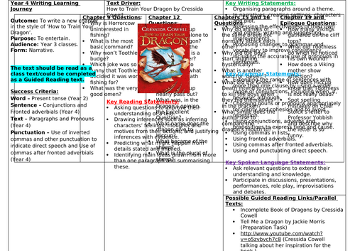 How to Train Your Dragon by Cressida Cowell - Year 4 Unit of Writing ...