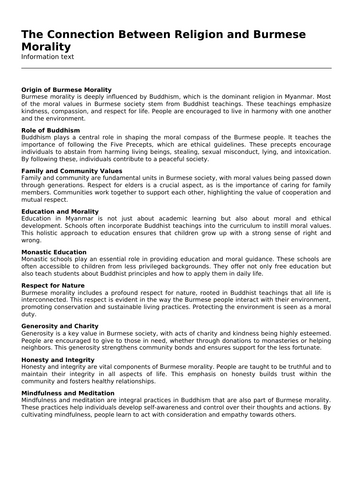 The Connection Between Religion and Burmese Morality (Infotext and ...