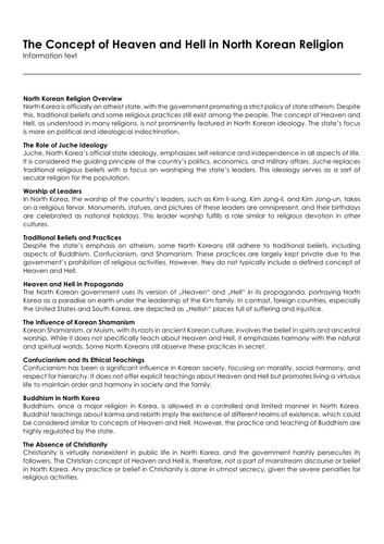 The Concept of Heaven and Hell in North Korean Religion (Infotext and ...