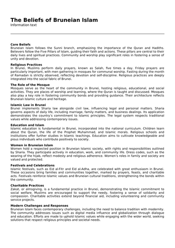 The Beliefs of Bruneian Islam (Infotext and Exercises) | Teaching Resources