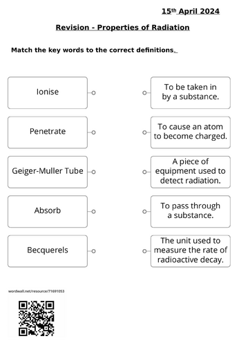 Properties of Radiation Revision Booklet | Teaching Resources