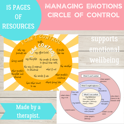 Circle of control, anxiety coping skills, school counselling | Teaching ...