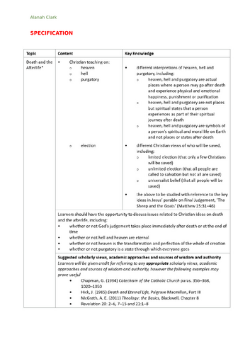 A Level RS, OCR, Death and the Afterlife- Full Essay Plans | Teaching ...