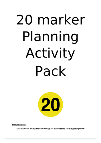 EDUQAS WJEC A level Business 20 mark Essay Planning Booklet | Teaching ...