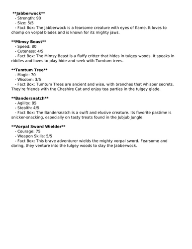 Jabberwocky by Lewis Carroll - Year 4 Unit of Writing Resources ...