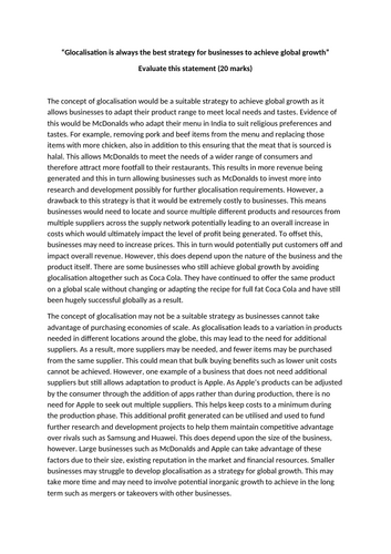 EDUQAS WJEC A level Business Model Answers | Teaching Resources