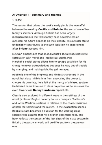IAN McEWAN ATONEMENT - basic revision pack for CIEA Lit 9695 paper 2 ...