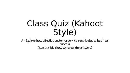 Level 3 BTEC Business - Unit 14: Investigating Customer Service (All ...