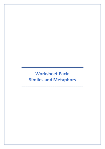 Worksheet Pack: Similes and Metaphors | Teaching Resources