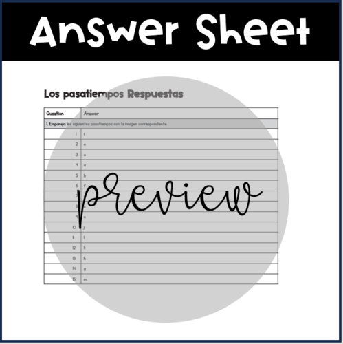 Spanish Hobbies Vocabulary Worksheet: Match Pictures to Words for Fun ...