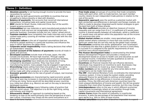 A-level Edexcel Economics B, Definitions | Teaching Resources