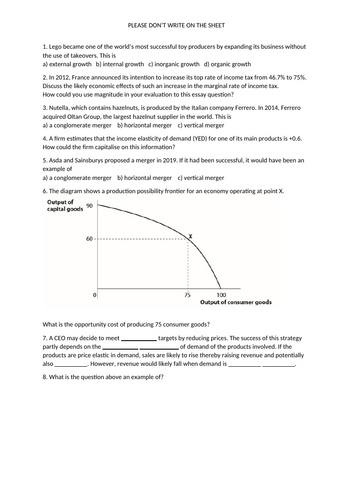 A Level Economics - Business Growth (Mergers and Demergers) | Teaching ...