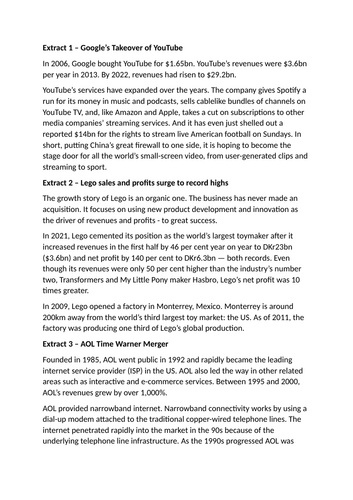 A Level Economics - Business Growth (Mergers and Demergers) | Teaching ...