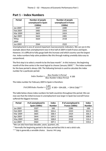 A Level Economics - Measures of Economic Performance | Teaching Resources