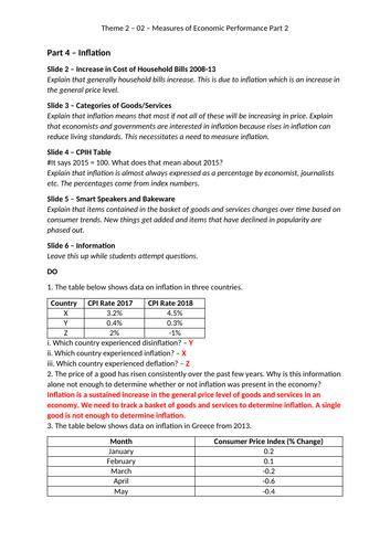 A Level Economics - Measures of Economic Performance | Teaching Resources