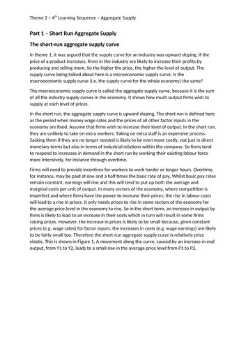 A Level Economics - Aggregate Supply | Teaching Resources