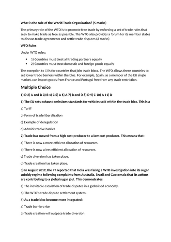 A Level Economics - Trade Blocs and World Trade Organisation | Teaching ...