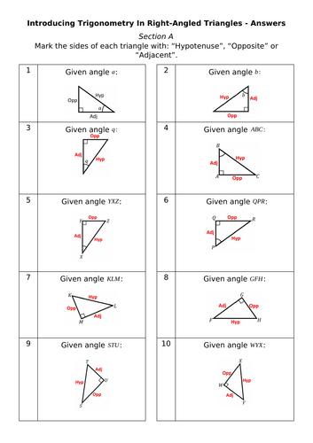 Introducing Trigonometry in Right-Angled Triangles | Teaching Resources