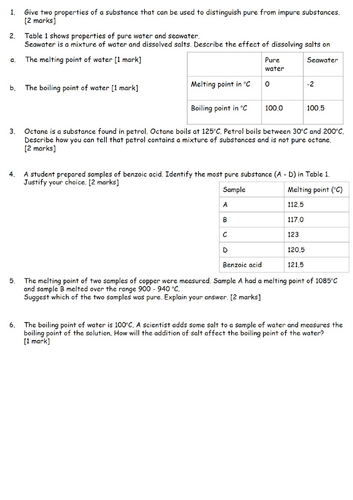 Pure and impure substances KS3 | Teaching Resources