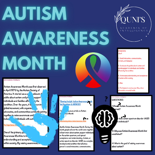 Glowing Insight- Autism Awareness Month Text, Questions & ANSWERS ...