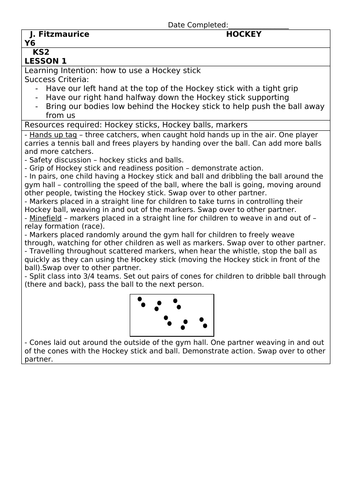 Y6 Hockey Lesson Planning 6 week block | Teaching Resources