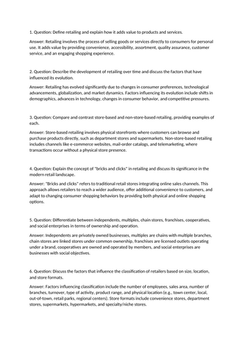 Level 3 BTEC Business - Unit 15: Investigating Retail Business (All ...