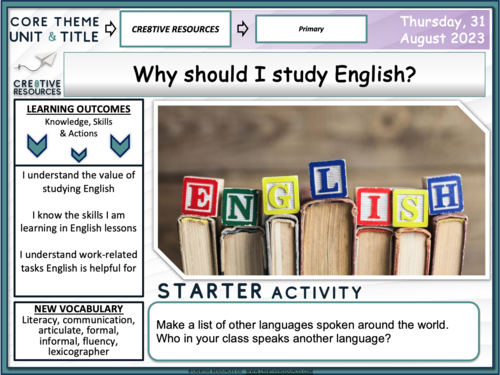 Why Should I study English? Primary Careers | Teaching Resources