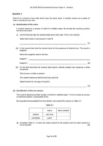 Paper 6 Questions | Teaching Resources