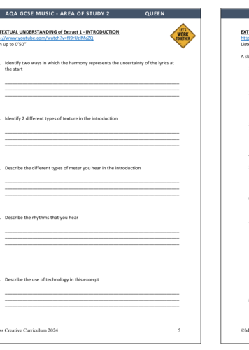 AQA GCSE Music- NEW Area of Study 2 QUEEN | Teaching Resources
