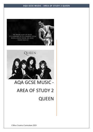 AQA GCSE Music- NEW Area of Study 2 QUEEN | Teaching Resources