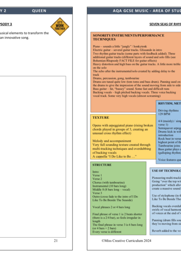 AQA GCSE Music- NEW Area of Study 2 QUEEN | Teaching Resources
