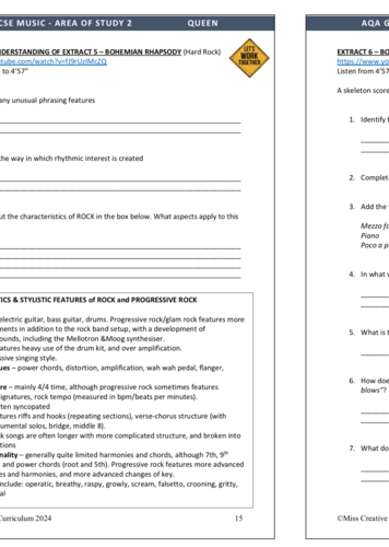 AQA GCSE Music- NEW Area of Study 2 QUEEN | Teaching Resources