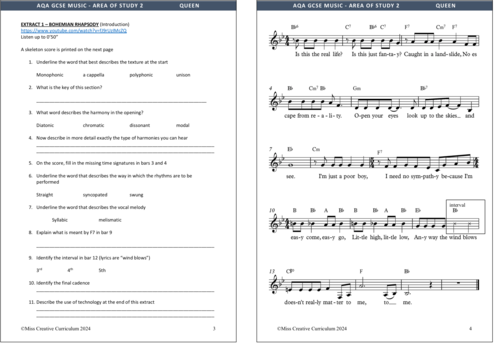 AQA GCSE Music- NEW Area of Study 2 QUEEN | Teaching Resources